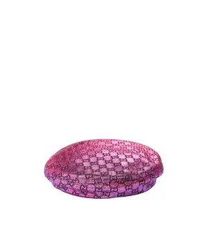 Gucci Metallic Monogram Beret - Pink
