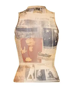 JEAN PAUL GAULTIER Sleeveless Printed High Neck Top - No