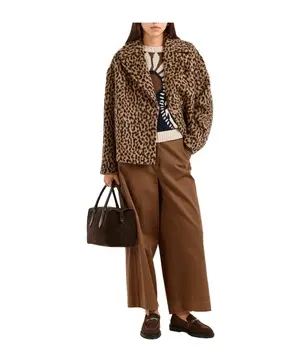 Max Mara Leopard Print Faux Fur Coat