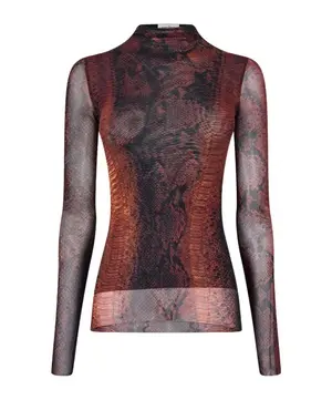 JEAN PAUL GAULTIER Printed High Neck Long Sleeve Top - Black