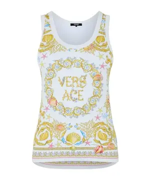 Versace Barocco Printed Tank Vest - White