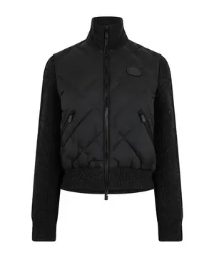 Burberry Quilted Bomber Jacket With Knit Sleeves - Black