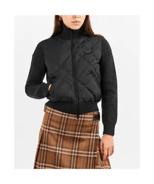 Burberry Quilted Bomber Jacket With Knit Sleeves