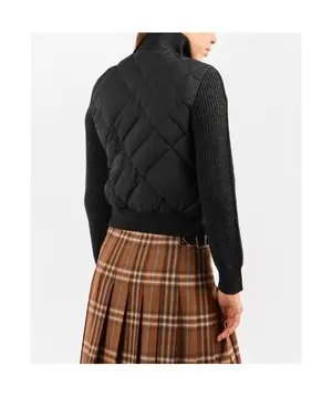 Burberry Quilted Bomber Jacket With Knit Sleeves