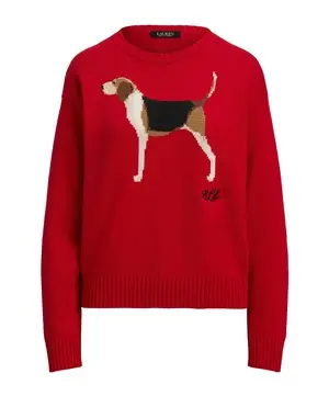 Ralph Lauren Crew Neck Sweater With Dog Motif