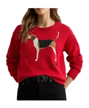 Ralph Lauren Crew Neck Sweater With Dog Motif