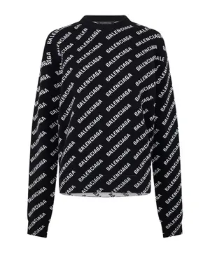 Balenciaga All-logo Crew Neck Sweater