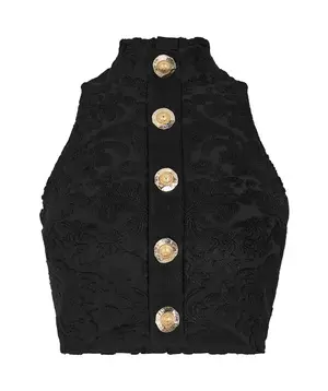 Balmain High Neck Zippered Vest - Black
