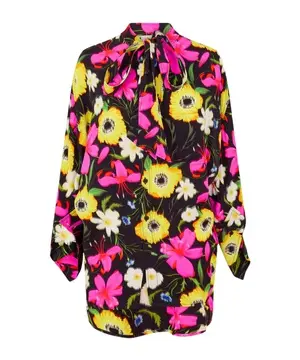Balenciaga Printed Tie-detail Long Sleeve Shirt
