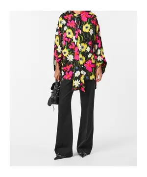 Balenciaga Printed Tie-detail Long Sleeve Shirt