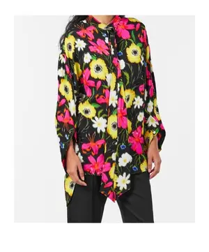 Balenciaga Printed Tie-detail Long Sleeve Shirt