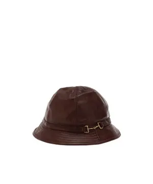 Gucci Smooth Leather Bucket Hat With Horsebit Hardware