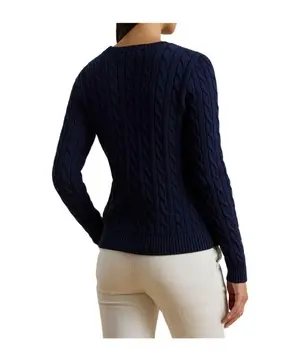 Ralph Lauren Cable-knit Crewneck Sweater With Embroidered Crest