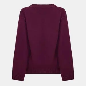 GANNI V-neck Knit Sweater With Embroidered Logo