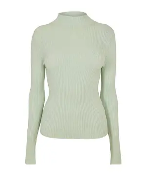 Hugo Boss Mock-neck Ribbed Knit Top - Green
