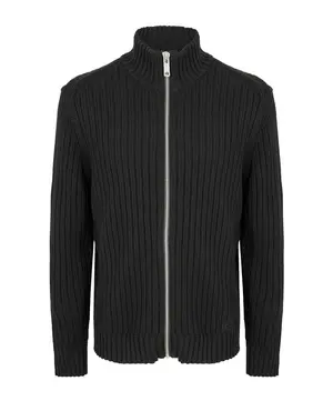 Hugo Boss Zip Knitted Top - Black