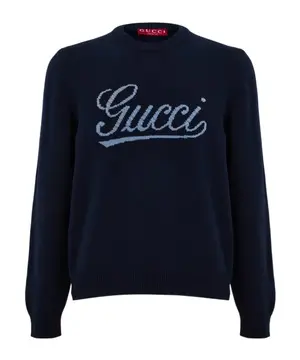 Gucci Crewneck Long Sleeve Sweater With Ribbed Trim
