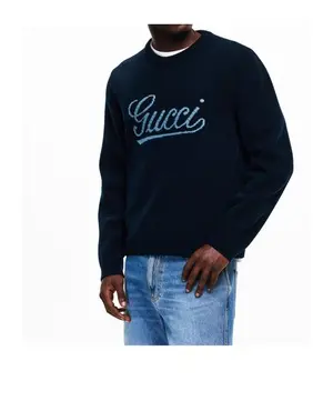 Gucci Crewneck Long Sleeve Sweater With Ribbed Trim