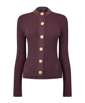 Balmain Round Neck Knitted Cardigan With Button Closure