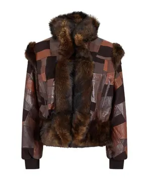 Chloé Color Blocked Jacket With Fur Accents