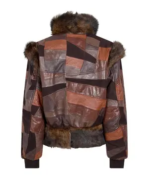 Chloé Color Blocked Jacket With Fur Accents