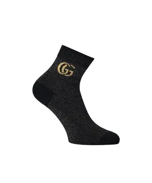 Gucci Logo Ribbed Socks - Black