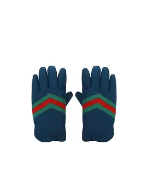 Gucci Quilted Thermal Gloves With Green And Red Stripes