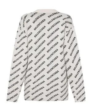 Balenciaga Logo Jacquard Print V-neck Cardigan