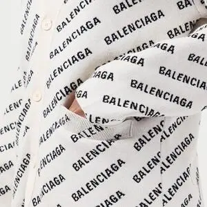 Balenciaga Logo Jacquard Print V-neck Cardigan