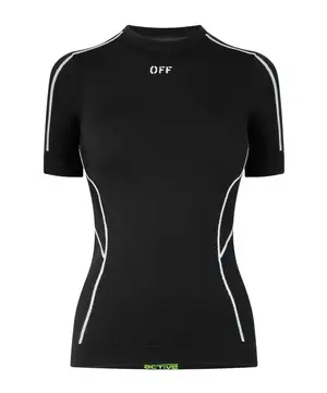 Off-White Seamless Knit Baby Tee With Contrast Piping