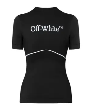 Off-White Seamless Knit Baby Tee With Contrast Piping