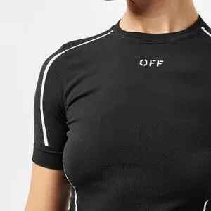 Off-White Seamless Knit Baby Tee With Contrast Piping