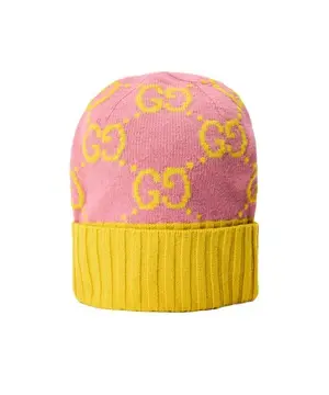 Gucci Monogram Knit Beanie - Pink