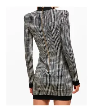Balmain Plaid Knit Mini Dress