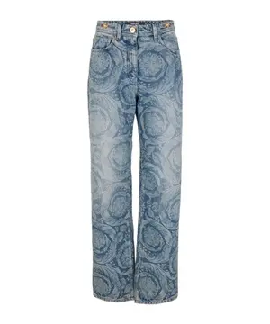 Versace Wide-leg Jeans With Branded Hardware