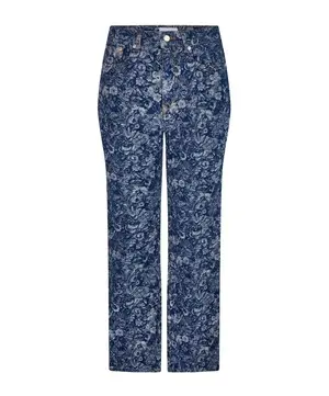 GANNI High-waisted Straight-leg Jeans With Animal Print