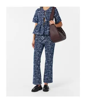 GANNI High-waisted Straight-leg Jeans With Animal Print