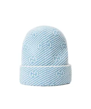 Gucci Diagonal Stripe Knit Beanie - Blue