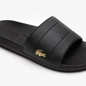 Lacoste Open Toe Slides With Metal Embellishments