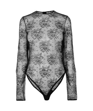 Dolce & Gabbana Black Lace Long-sleeved Bodysuit