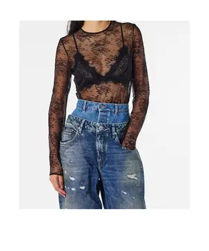 Dolce & Gabbana Black Lace Long-sleeved Bodysuit
