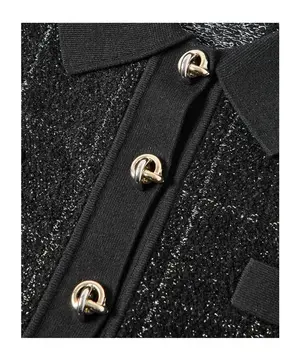 Hugo Boss Textured Check Knit Cropped Jacket