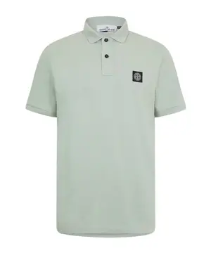 Stone Island Men's Cotton Compass Logo Polo Shirt Gray