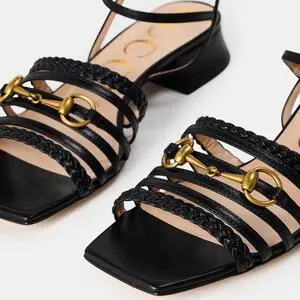 Gucci Braided Strap Sandals With Horsebit Detail