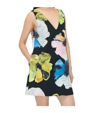 Stine Goya Sleeveless A-line Mini Dress With Floral Print And Embroidery