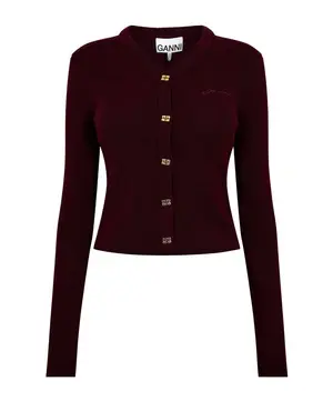 GANNI Cropped Knit Cardigan