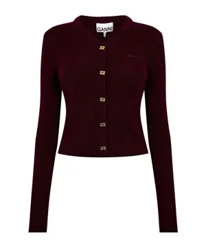 GANNI Cropped Knit Cardigan