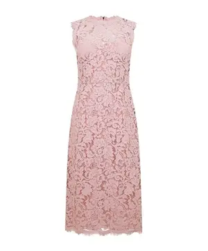 Dolce & Gabbana Floral Lace Midi Dress - Pink