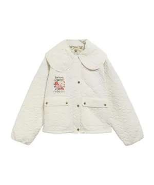 Barbour Quilted Jacket With Embroidered Detail - White