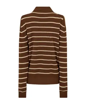 Miu Miu Striped Long Sleeve Polo Shirt